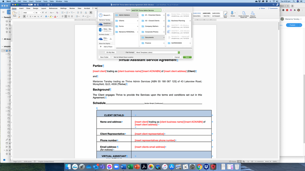 Thrive's Top Tips - Word Templates Thrive Admin Services