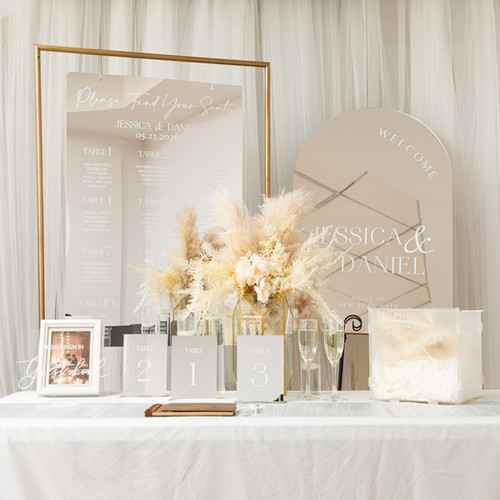 Silver Mirrored Acrylic Wedding Welcome Sign Package | Mirrored 3D ...