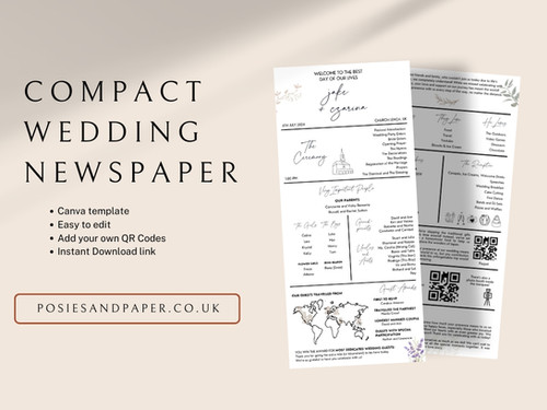 CANVA TEMPLATE: Wedding Newspaper Compact | Order of The Day | Wedding ...