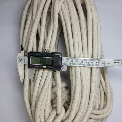Braided Round Cotton Macrame Ropes | 8 mm/10 mm | Off White | 25 meters ...
