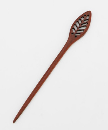 Sandalwood carved Kanzashi Hair Pin - Leaf | raku.co.nz