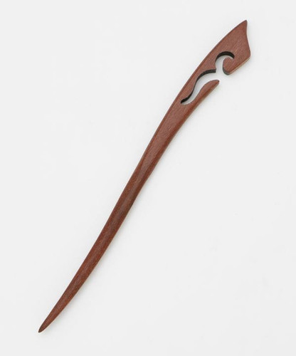 Sandalwood carved Kanzashi Hair Pin - Feather | raku.co.nz