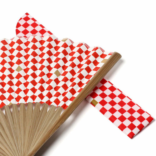 Handheld Folding Fan with case - Ichimatsu red | raku.co.nz