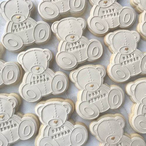 Personalised Teddy Bear Biscuit Favours | Lara's Cake Kitchen
