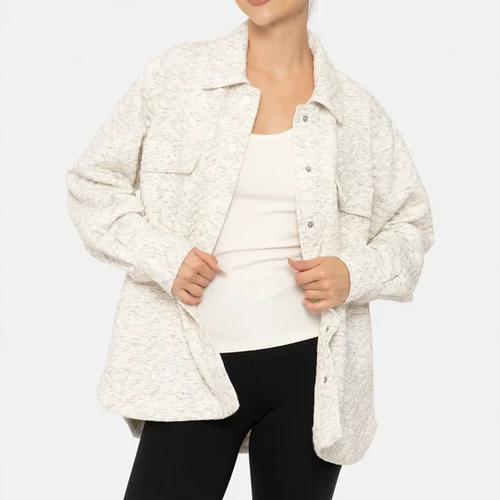Cream Two-Tone Shirt Jacket | Leo's Girl