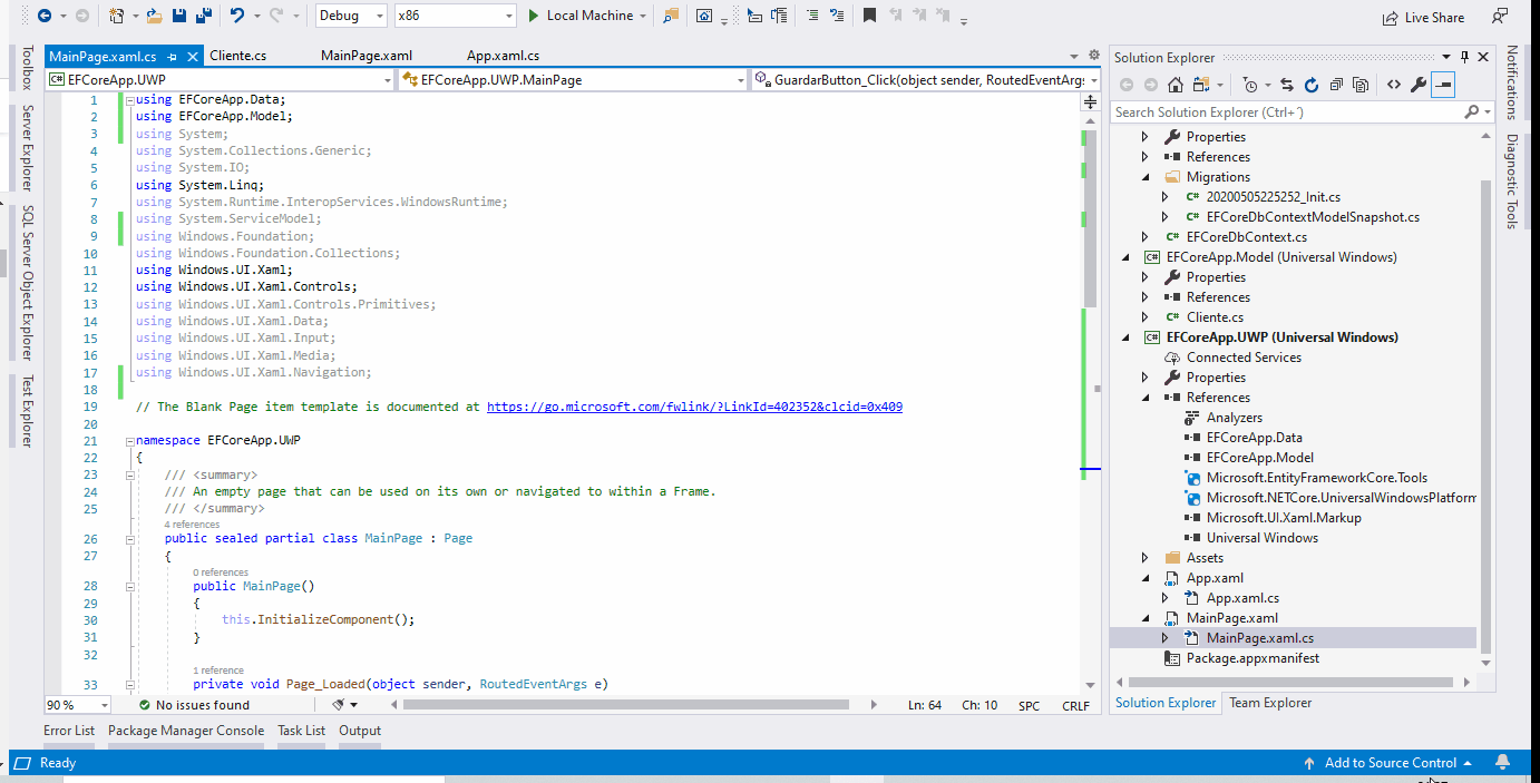 EF Core en una aplicación UWP