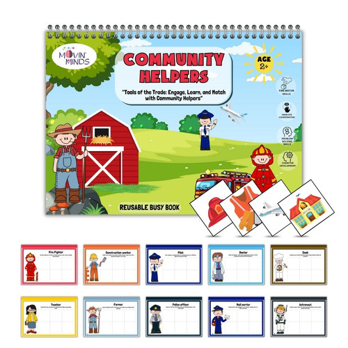 Community Helpers | Reusable Mini Busy Book | Velcro Activities | Movin ...