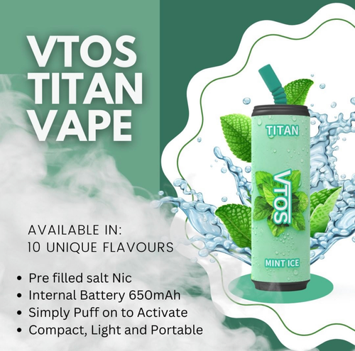 VTOS TITAN VAPE – 8000 Puffs (MINT ICE) Rechargeable | VAPE DIRECT