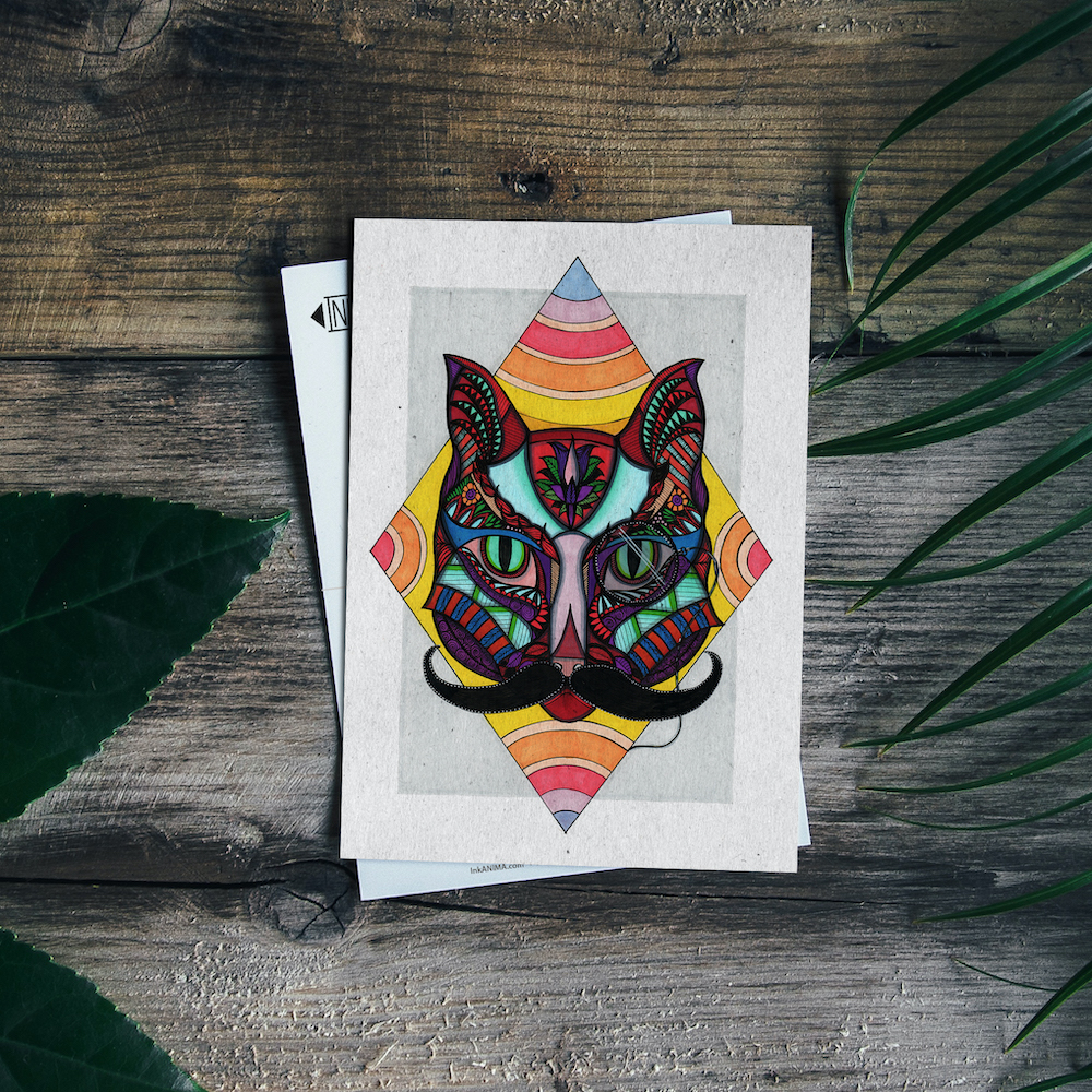 Ink and 148 mm A6 Original Abstract Painting with Ink; 105 mm 5.8'' in 4.1'' in . Painting etna ...