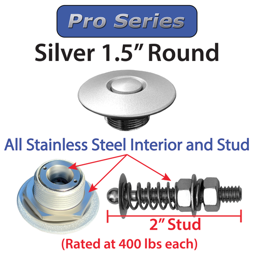 Silver 1.5" Pro Series Round Latch | Push Button Latches