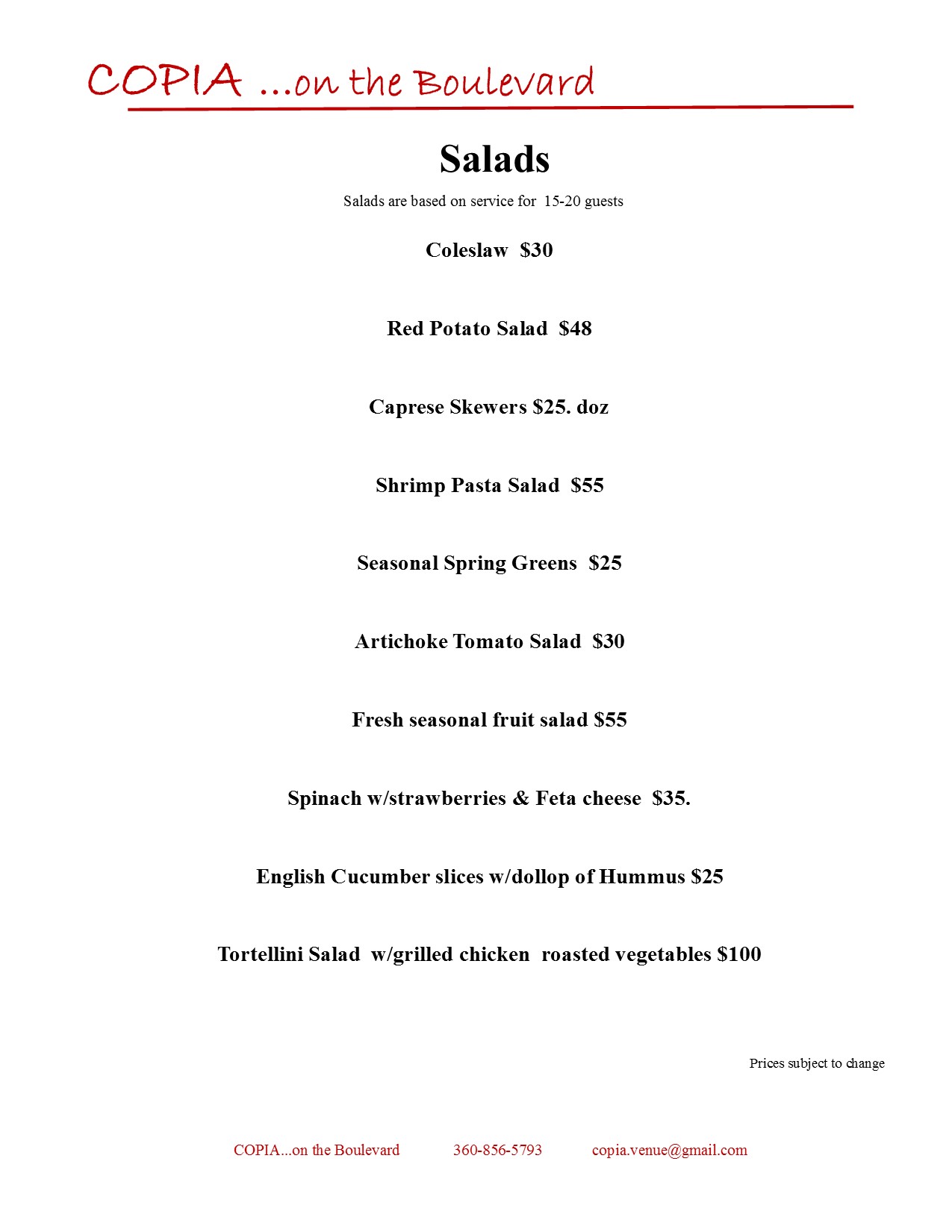 SAMPLE MENUS | vip-espresso