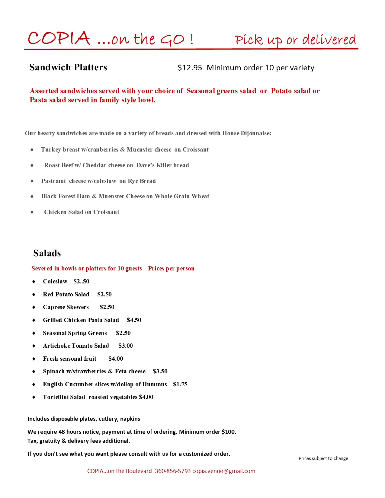 SAMPLE MENUS | vip-espresso