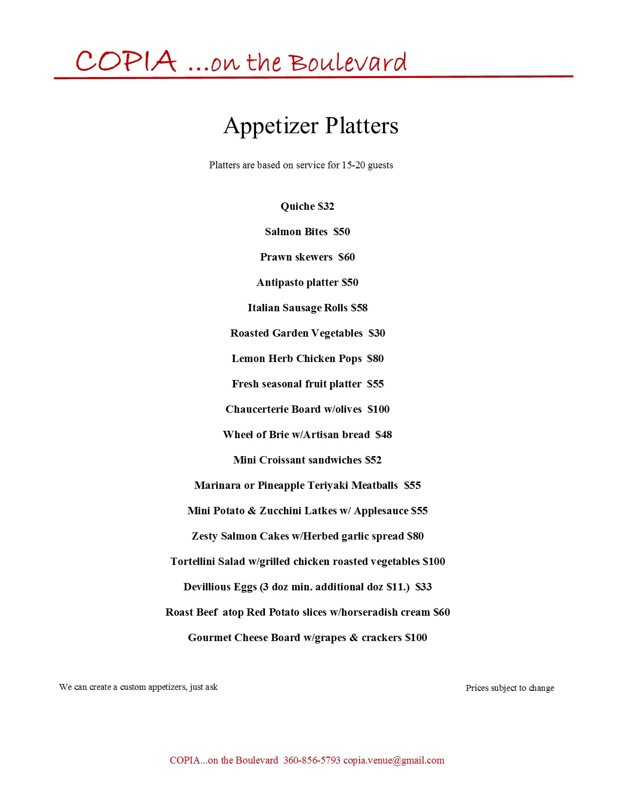 SAMPLE MENUS | vip-espresso