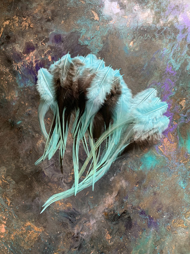 Aqua Blue Craft Feathers Rooster Saddle | FeatherReport