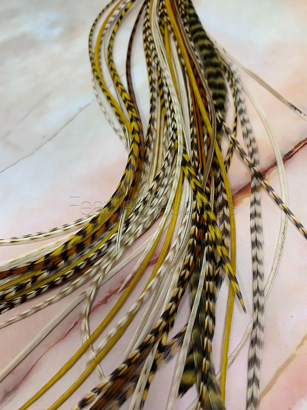 Natural Hair Feathers Grizzly Creme Brown White Ginger Grey