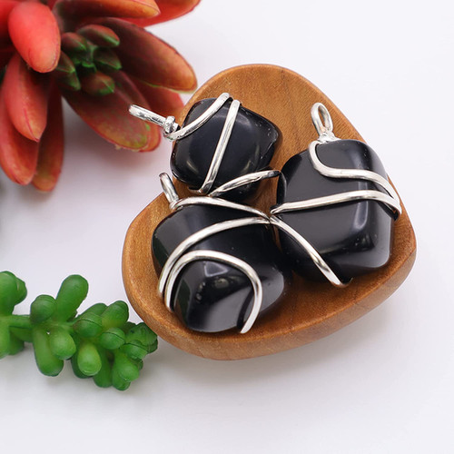 Black Obsidian Wire Wrapped Necklace | Shelf & Stone