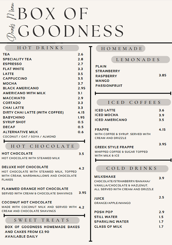 Menu | boxofgoodness