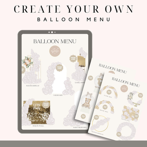 Balloon Menu Template, Mockup Template, Balloon Price List, Balloon ...