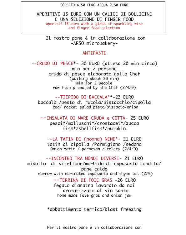Menù alla carta | COMI107