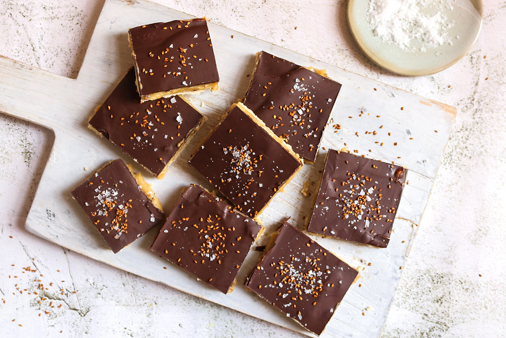 Salted Tahini Millionaire Shortbread
