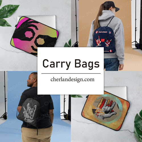 Sign Language Design Carry Bags | Cherlan Design | Deaf Owned Business