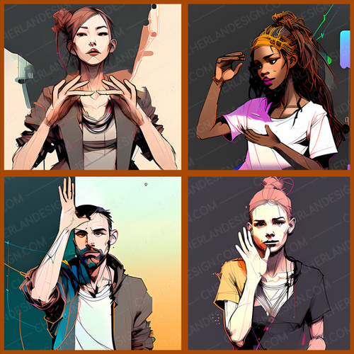 Sign Language Pose Art Designs | Cherlan Design - Deaf Owned