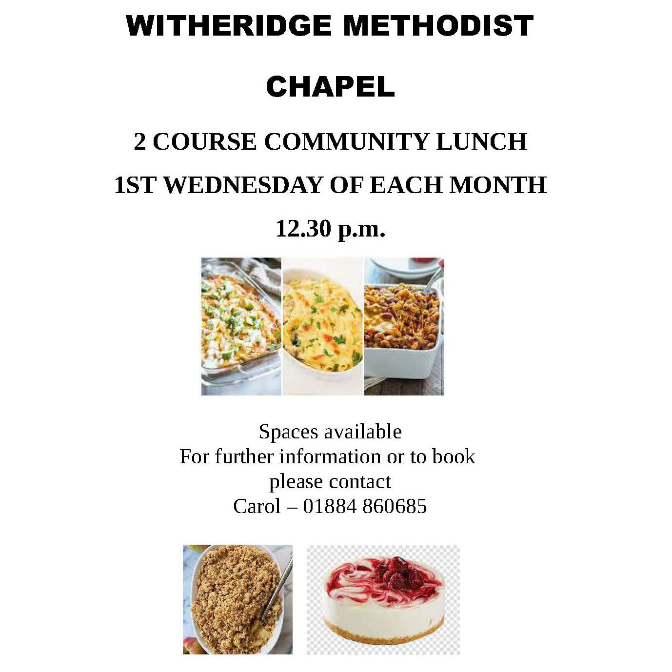 Witheridge Methodist Church 2 Course Community Lunch | Witheridge Voice