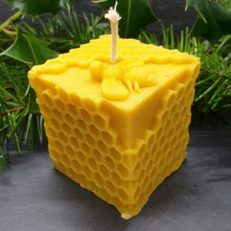 Natural Beeswax Square Rope Candle | Llangattockapiaries