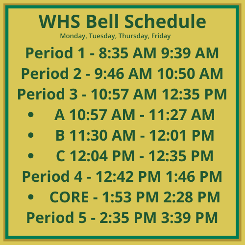 WHS Bell Schedule Sticker | WHS Print Shop