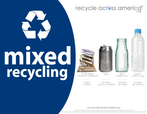 Mixed - Standardized Recycling Label 8.5" x 11" | recycleacrossamerica