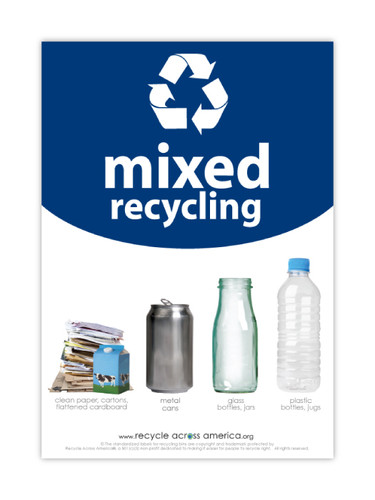 Mixed Recycling with Cartons - Standardized Recycling Label - 10x7 ...