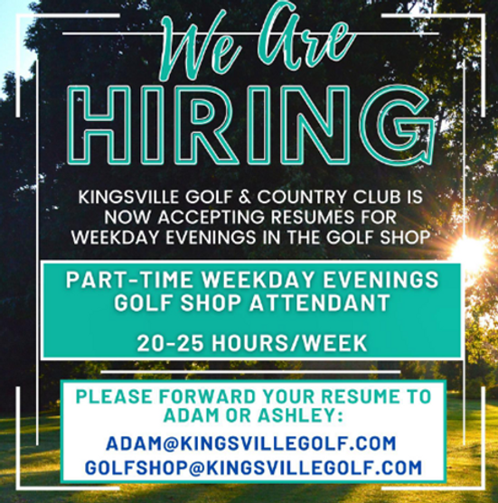 Golf Shop Staff Required