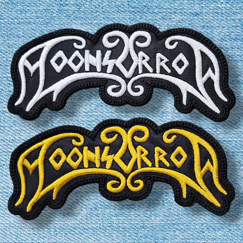 MOONSORROW - Logo ( white-gold) EMBROIDERED PATCH | black-wings
