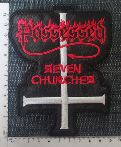 POSSESSED - SEVEN CHURCHES CROSS EMBROIDERED PATCHE | black-wings