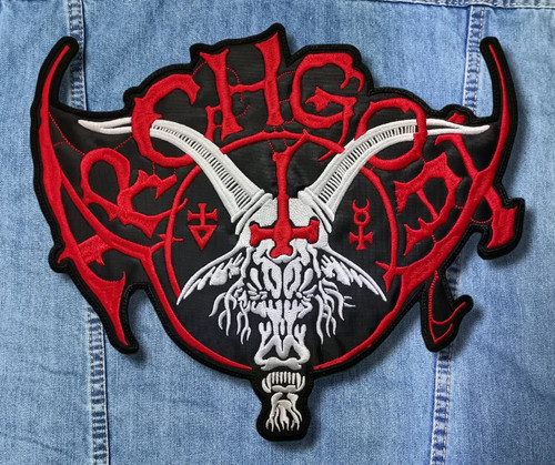 ARCHGOAT - Logo (white/red) ESPALDERA BORDADA | Blackwings