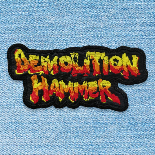 DEMOLITION HAMMER - Logo Coloured EMBROIDERED PATCH | black-wings