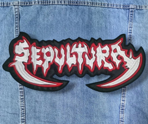 SEPULTURA - Old Logo (Red/White) ( EMBROIDERED BACK PATCH | black-wings