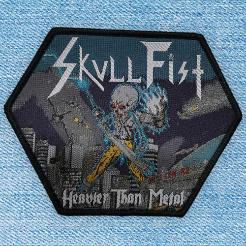 SKULL FIST - Heavier than Metal WOVEN PATCH | black-wings