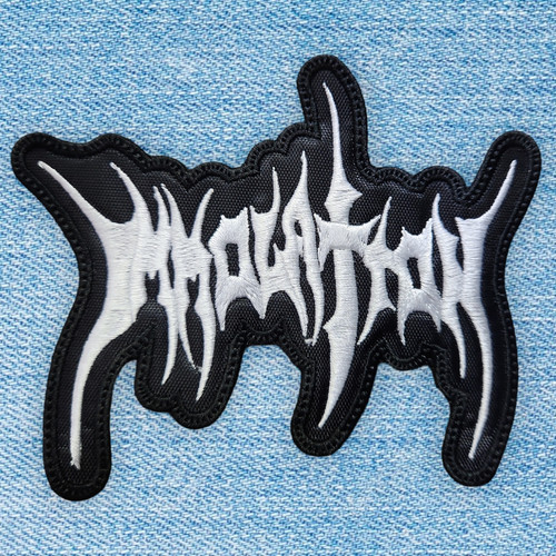 IMMOLATION - Logo ( White/Shaped) EMBROIDERED PATCH | black-wings