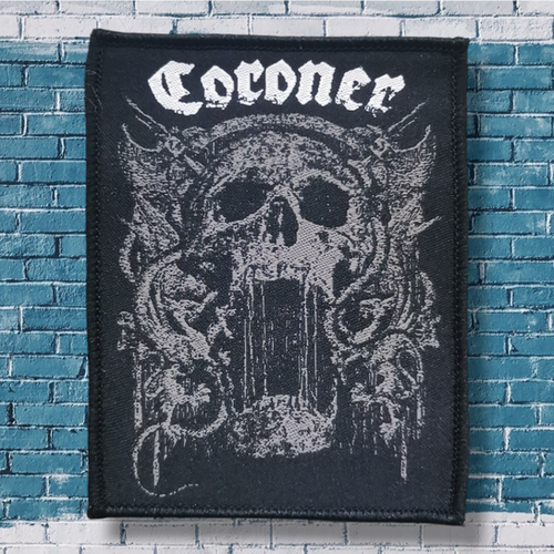 CORONER - Skull Screaming WOVEN PATCH | black-wings