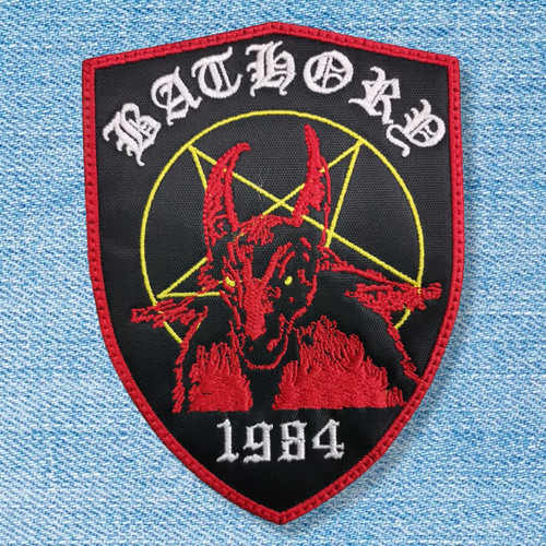 BATHORY - 1984 red Shield EMBROIDERED PATCH | black-wings