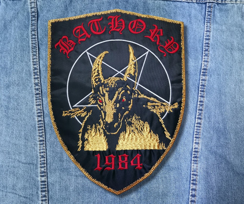 BATHORY - 1984 Gold Shield BACK PATCH | black-wings