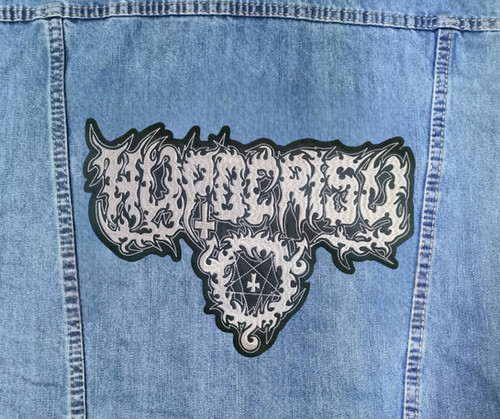 HYPOCRISY - WHITE LOGO EMBROIDERED BACK PATCH | black-wings