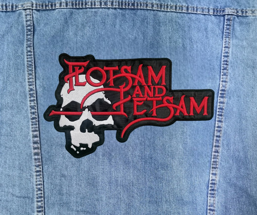 FLOTSAM AND JETSAM - SKULL EMBROIDERED BACK PATCH | black-wings