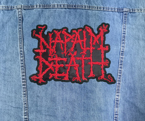 NAPALM DEATH - Logo (Red) EMBROIDERED BACK PATCH | black-wings