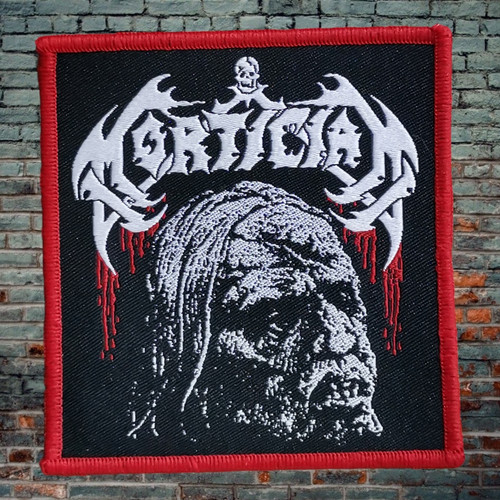 MORTICIAN - Chainsaw.. Head WOVEN PATCH | black-wings