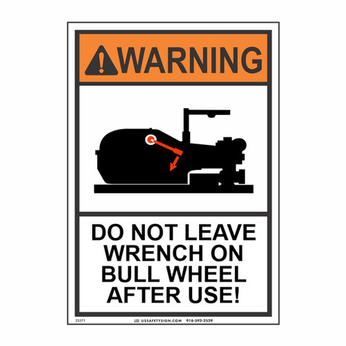 WARNING DO NOT LEAVE WRENCH ON BULL WHEEL AFTER USE! W/ PICTO | US ...