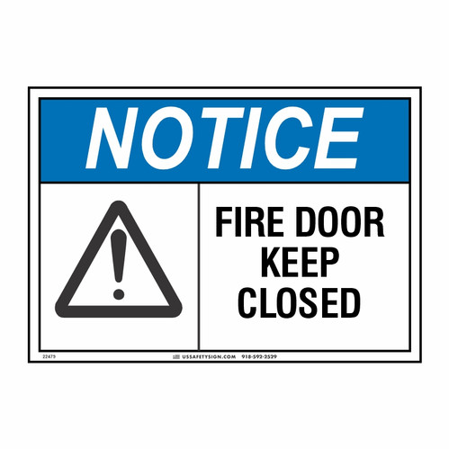 NOTICE FIRE DOOR KEEP CLOSED W/ PICTO | US Safetysign