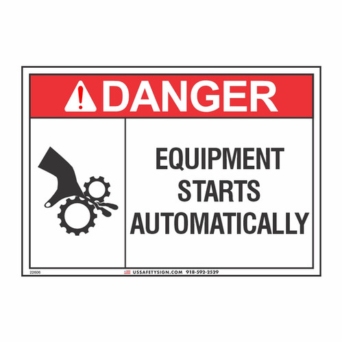 DANGER EQUIPMENT STARTS AUTOMATICALLY W/ PICTO | US Safetysign