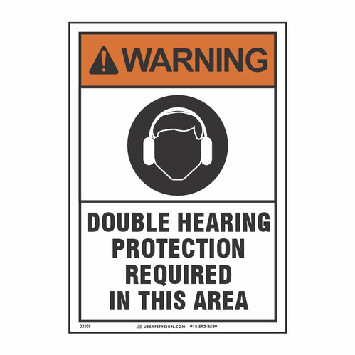 WARNING DOUBLE HEARING PROTECTION REQUIRED IN THIS AREA W/ PICTO | US ...